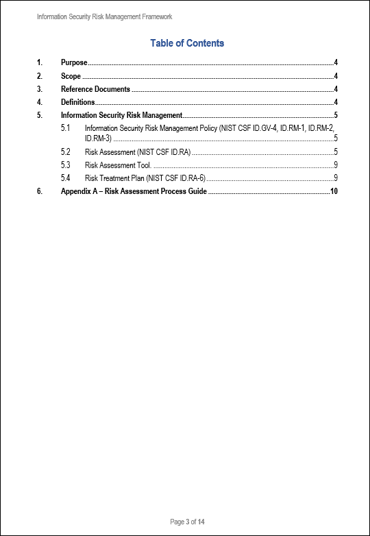 NIST Information Security Risk Management Framework Template ...